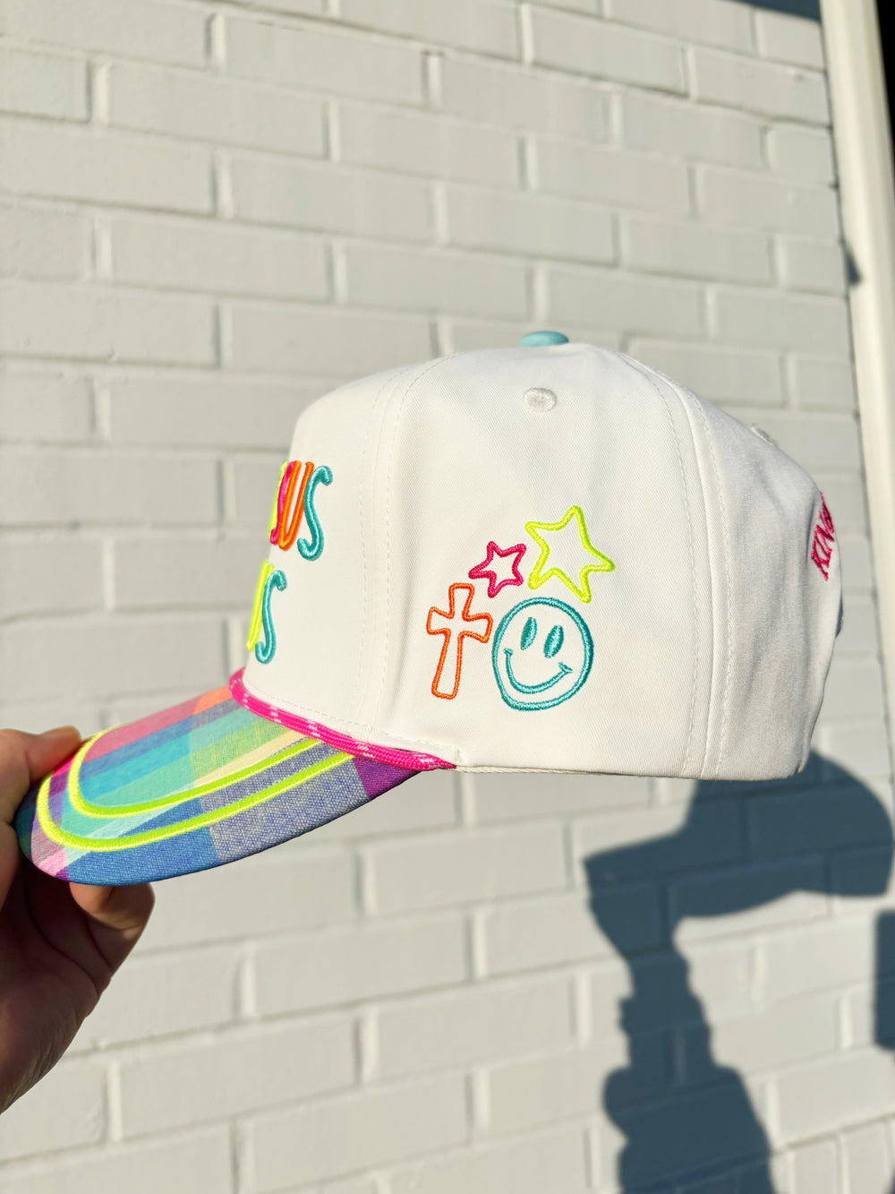 Colorful Plaid Make Jesus Famous Hat