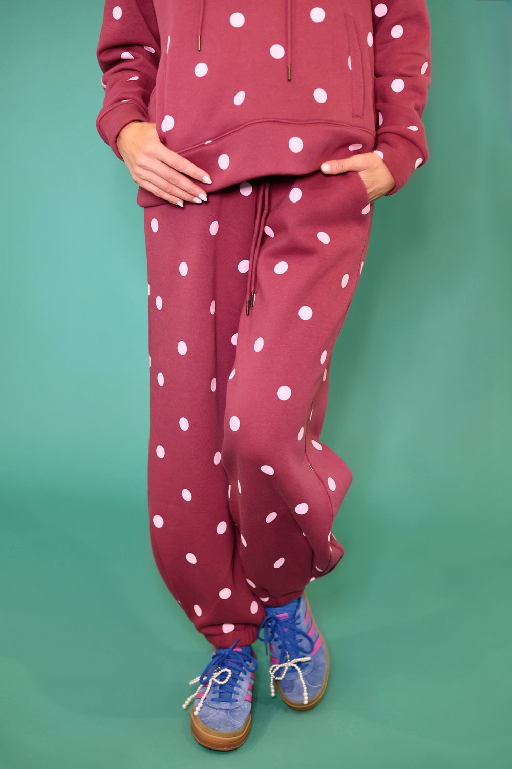 Blue Butter Polka Dot Sweatsuit Set - Hoodie & Sweatpants | Poppy & Pine