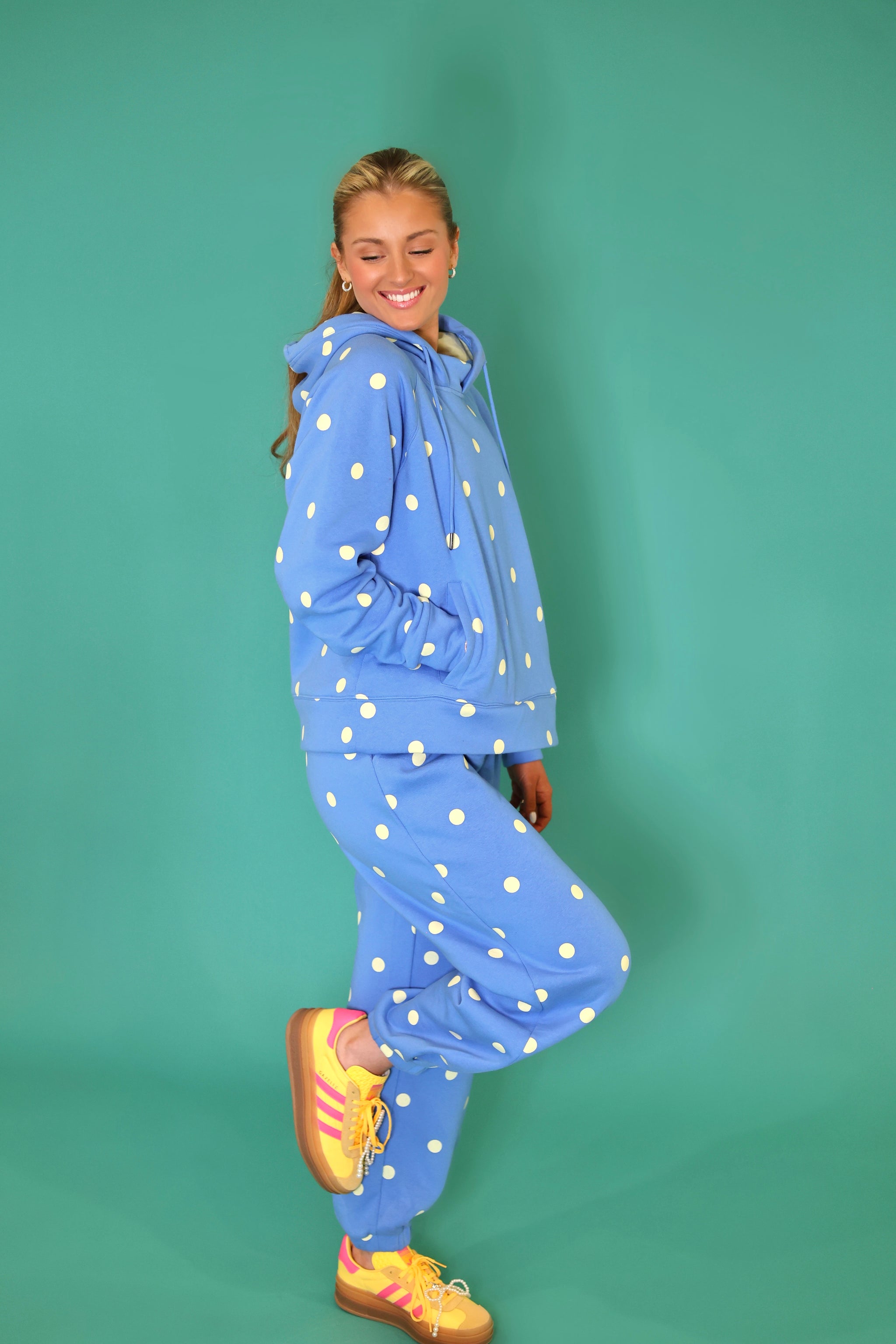 Blue Butter Polka Dot Sweatsuit Set - Hoodie & Sweatpants | Poppy & Pine